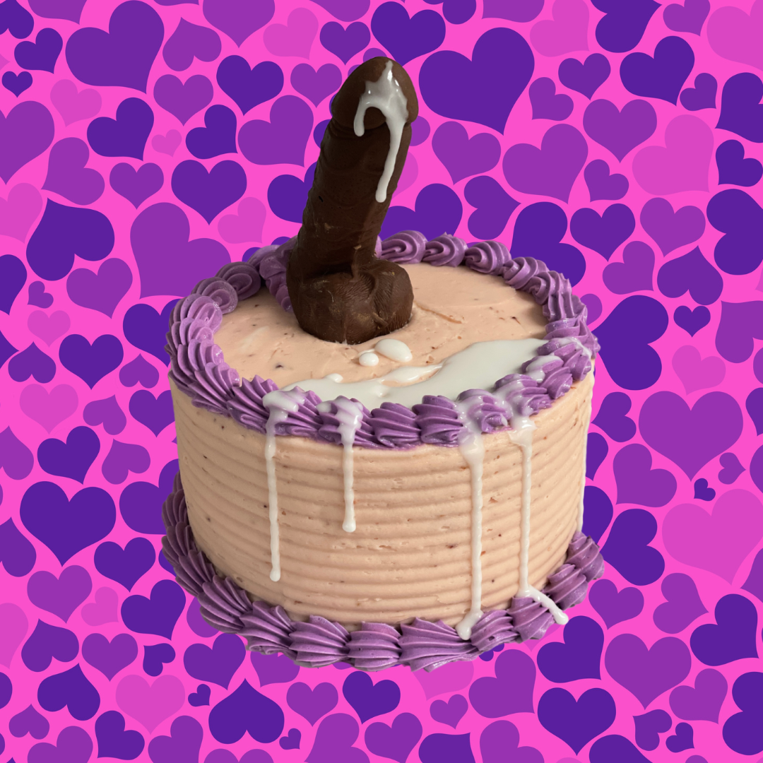 6 inch circle cake with penis topper | Kinky's Dessert Bar